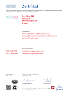 ISO-Zertifikat 2025 Acryline DE | Acryline
